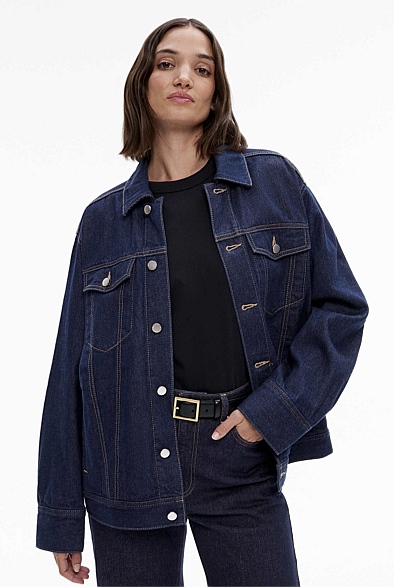 Indigo Blue Oversized Denim Jacket - Women's Denim Jackets Indigo Blue Oversized Denim Jacket - Women's Denim Jackets